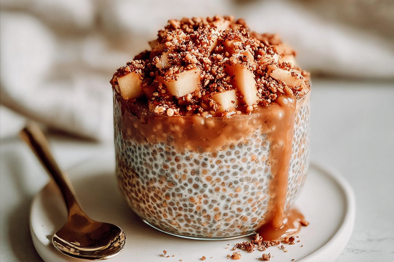 Apple Crumble Chia Pudding Recipe With Warm Spiced Flavors