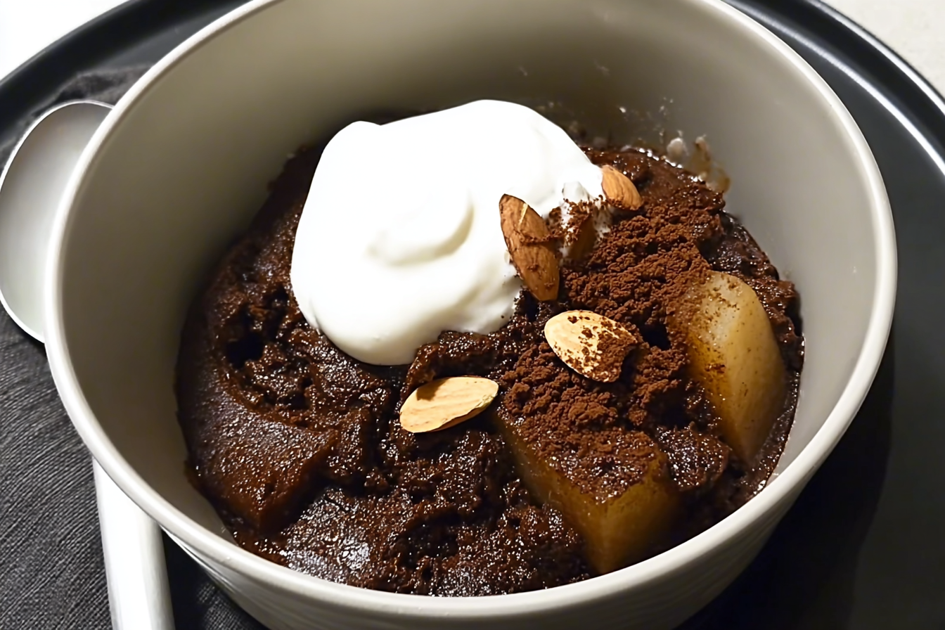 Chocolate Pear Almond Pudding Recipe With Rich Flavor